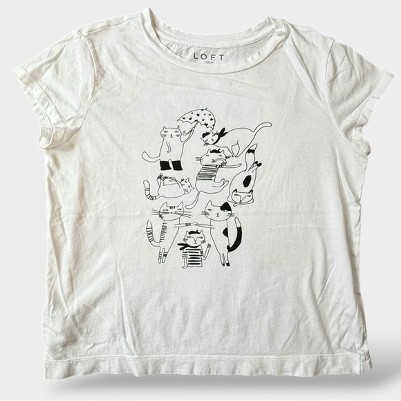 LOFT | Tops | Loft White Tee With Cat Graphic Will Run Wed In For The ...